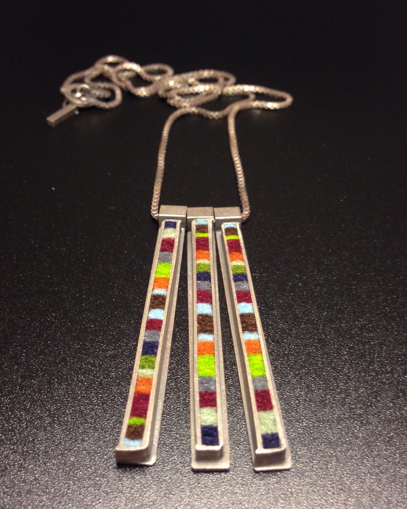 Skinny Rectangle Trio Necklace Block Earth Tone - Etsy