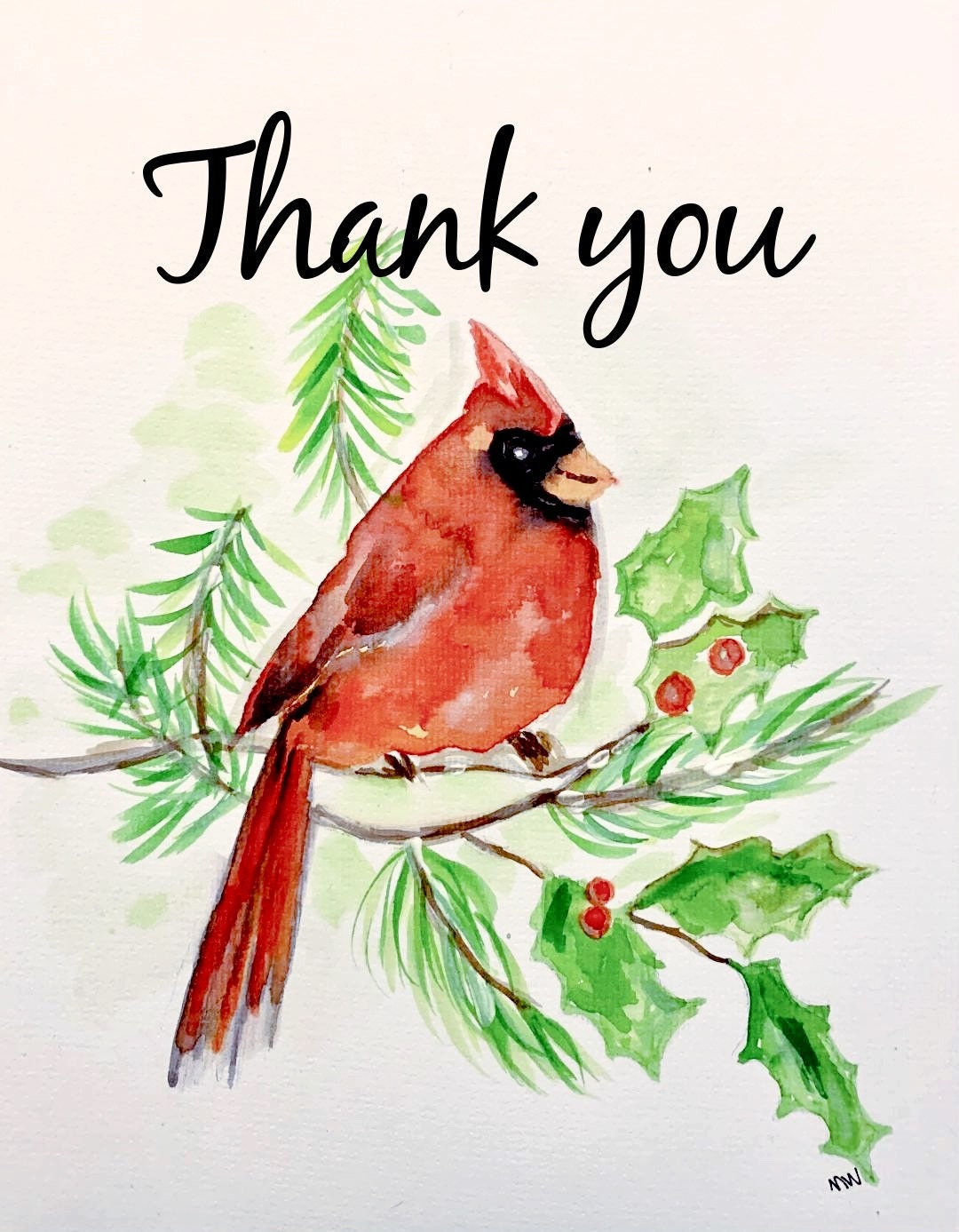 5.5 X 4 Thank You Card: Cardinal - Etsy