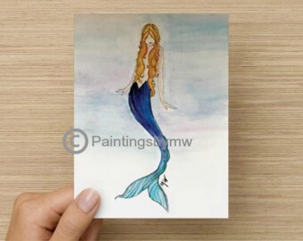 Mermaid Note Cards Coastal Art Cards Boxed Sets of Cards - Etsy