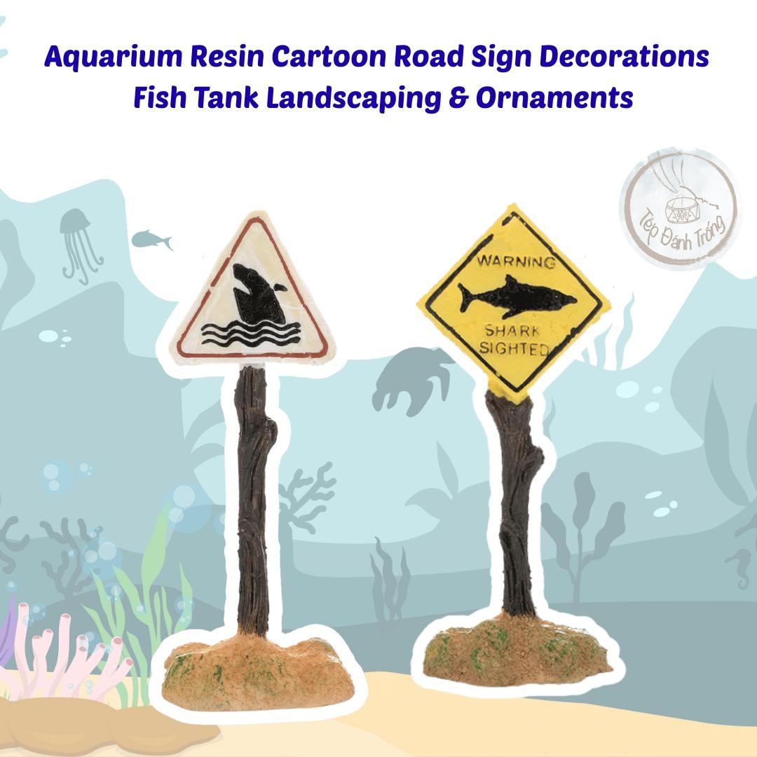 Aquarium Resin Cartoon Road Sign Ornaments (set of 2) – Fish Tank ...