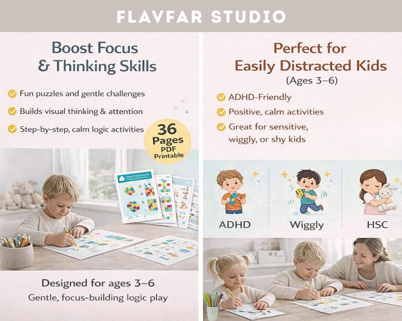 ADHD Focus Worksheets for Kids | Logic Funny Puzzles | Left Brain Games ...