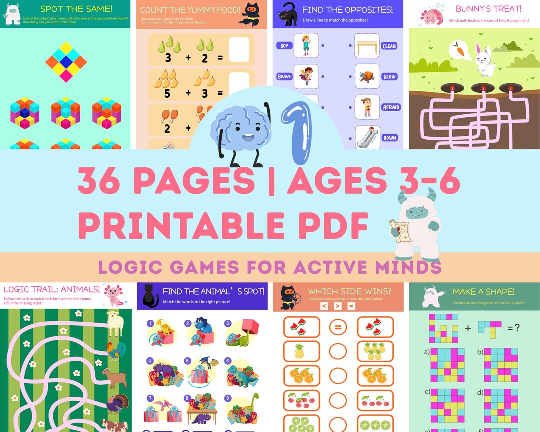 ADHD Focus Worksheets for Kids | Logic Funny Puzzles | Left Brain Games ...