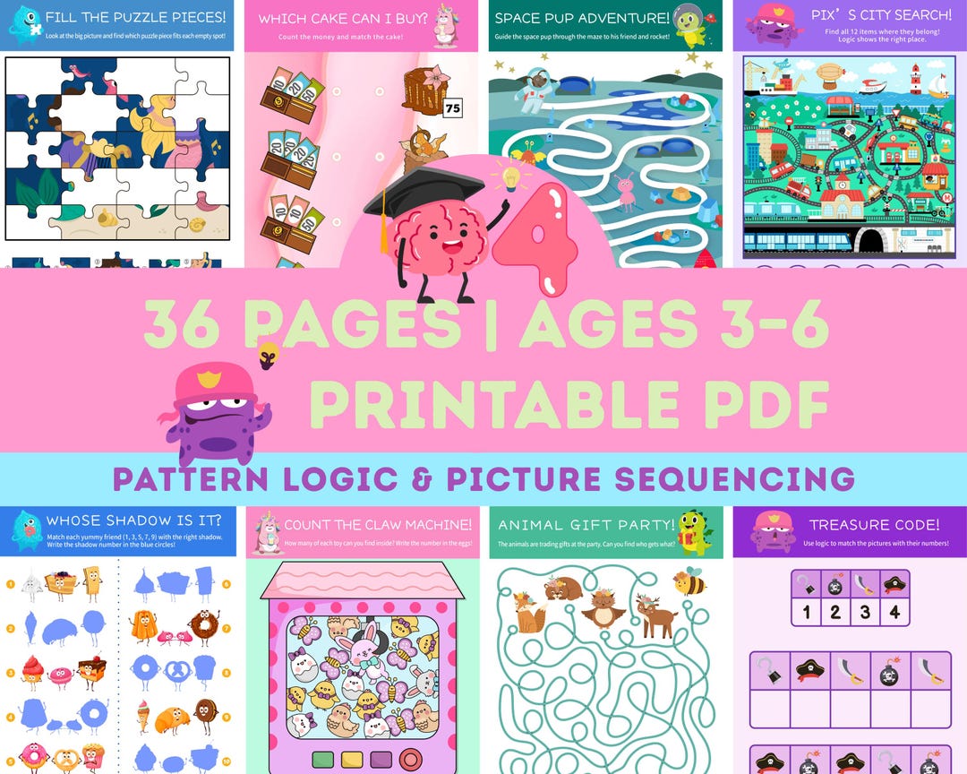 ADHD Focus Worksheets for Kids | Logic Funny Puzzles | Right Brain ...