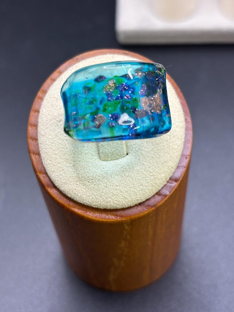 Size 7 Lampwork Glass Rings | Millefiori Glass Rings | Murano Inspired ...