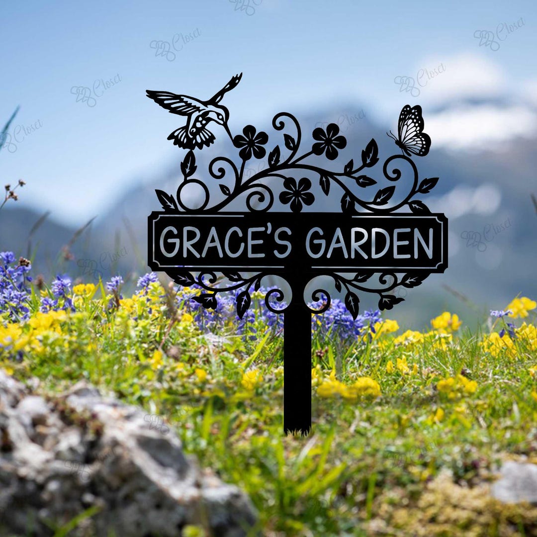 Personalized Garden Metal Sign: Custom Garden Sign With Bird and ...
