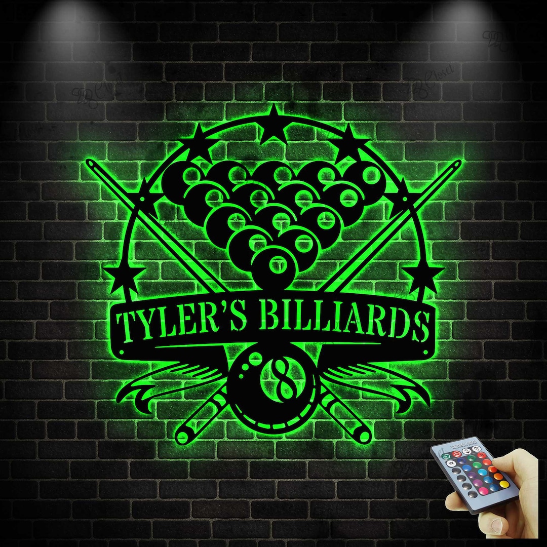 Personalized Billiards Metal Sign LED Light: Custom Game Room Decor - Etsy