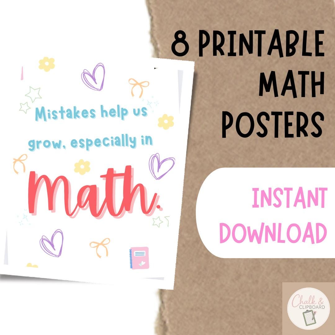 Pastel Math Posters Bundle: Classroom Decor (8 PDF Posters, 8.5x11 In ...