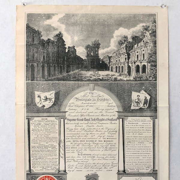 Masonic Certificate - Etsy