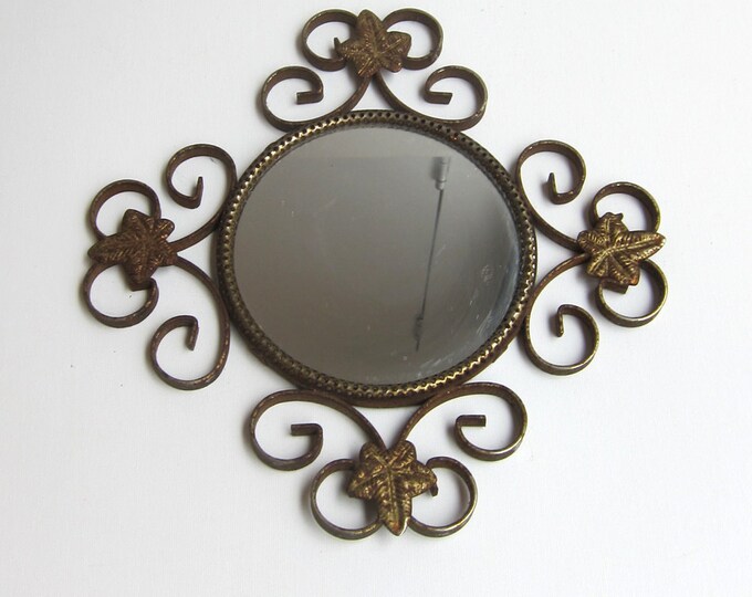 Vintage Retro 1960s Round Filigree Metal Wall Mirror - Etsy