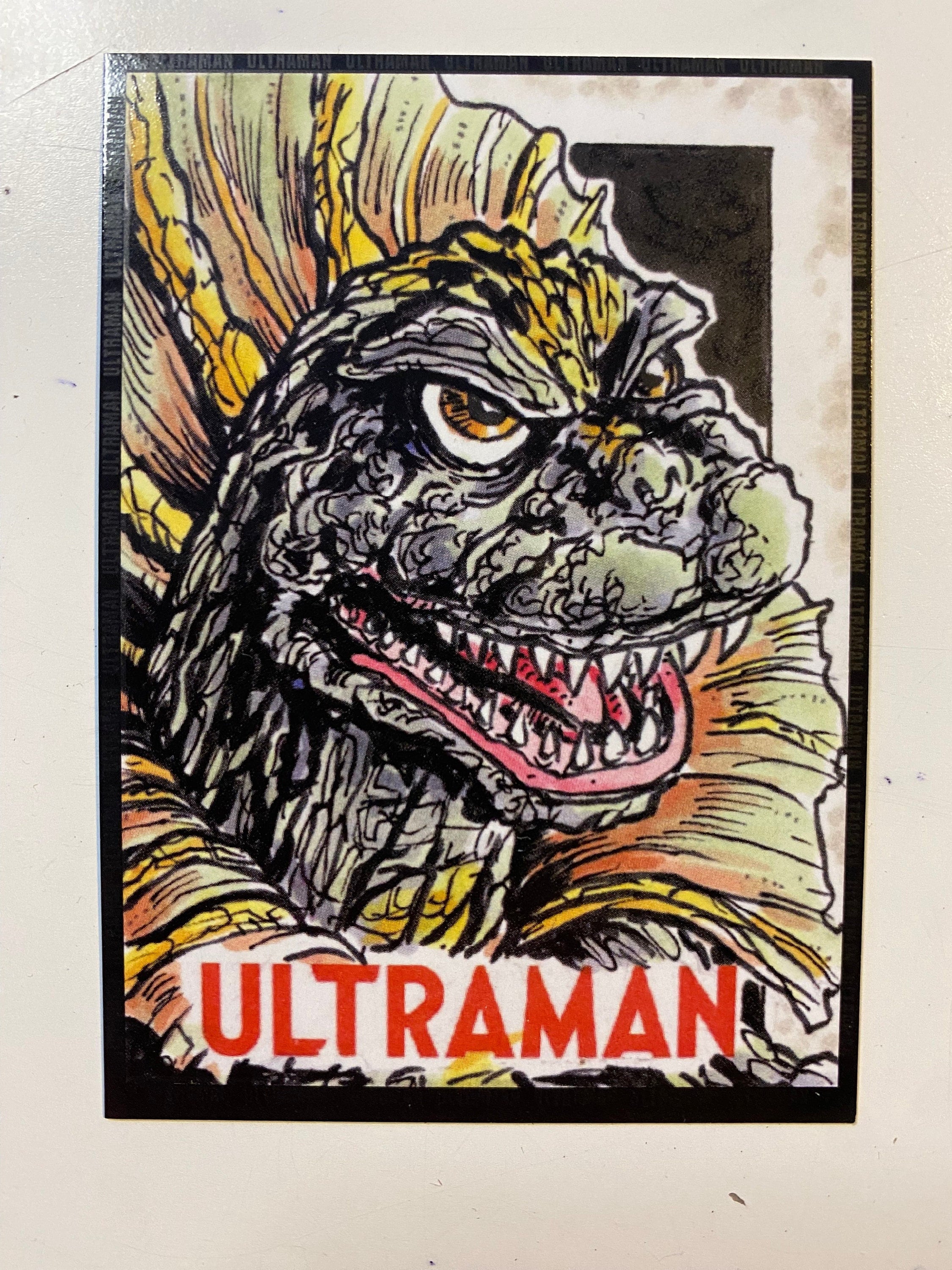 Ultraman Sketch Card of Kaiju Jirass - Etsy