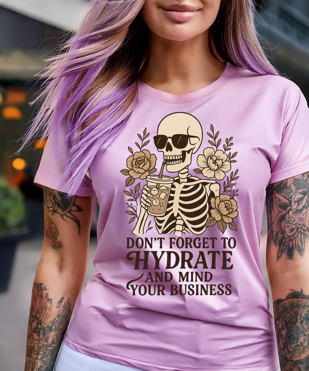 Hydrate & Mind Your Business Skeleton PNG – Cute Skeleton Drinking ...