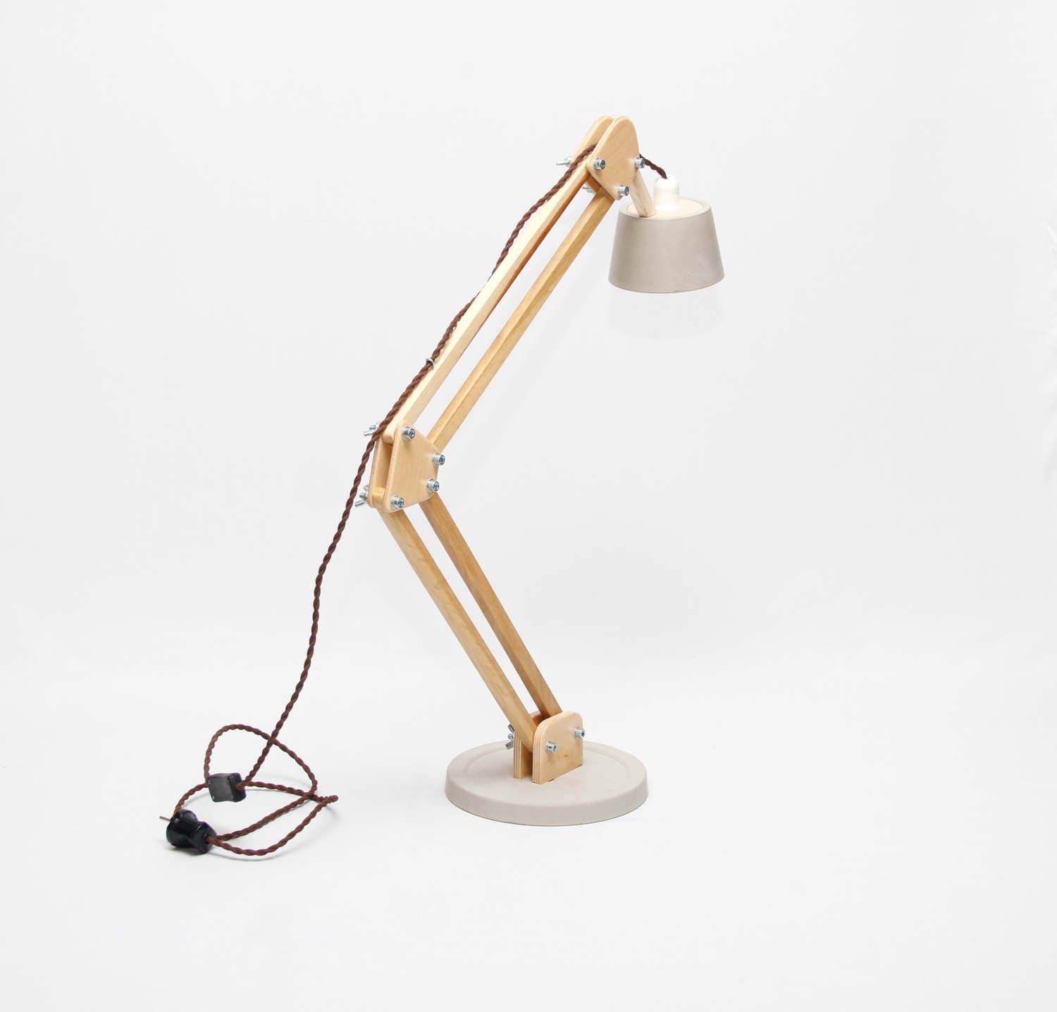 Hand Made Wooden Design Desk Lamp DL025 With Fabric Cord. - Etsy