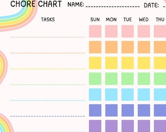 Kids Chore Chart- Rainbow - Etsy