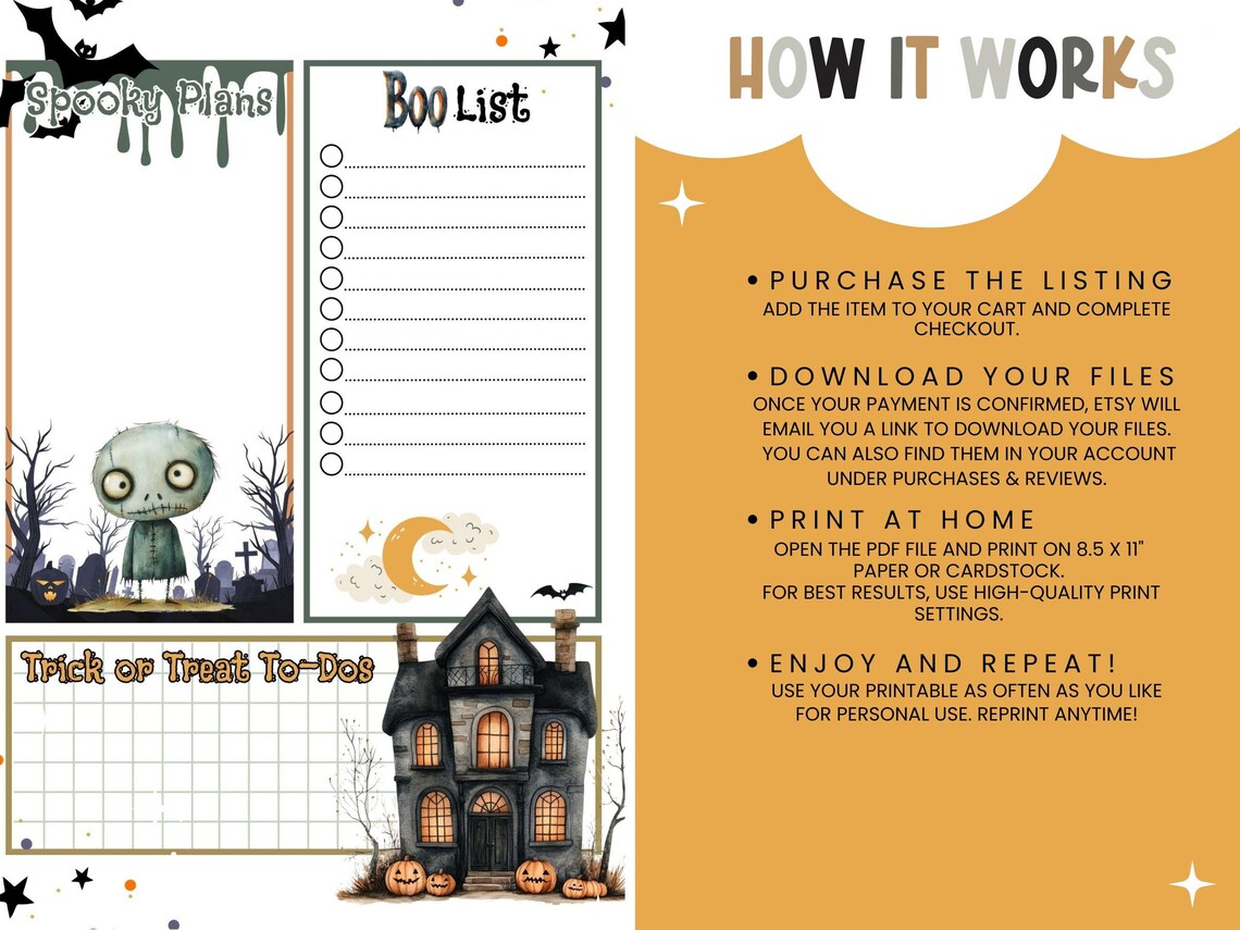 Halloween Planner Page Printable: Spooky Plans & Boo List (PDF Download ...