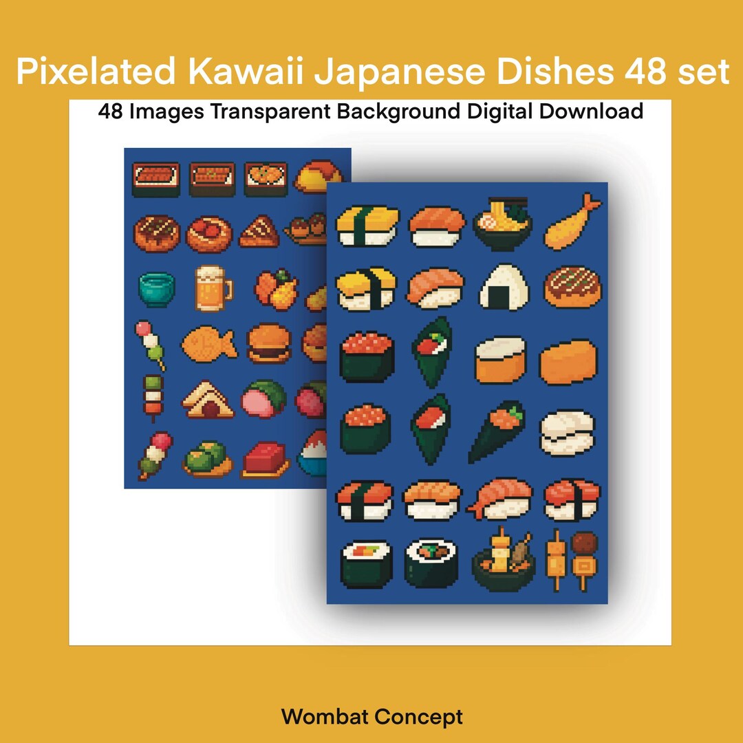 8 Bits Pixel Art / Pixelated Kawaii Japanese Food Graphic 48 Images ...