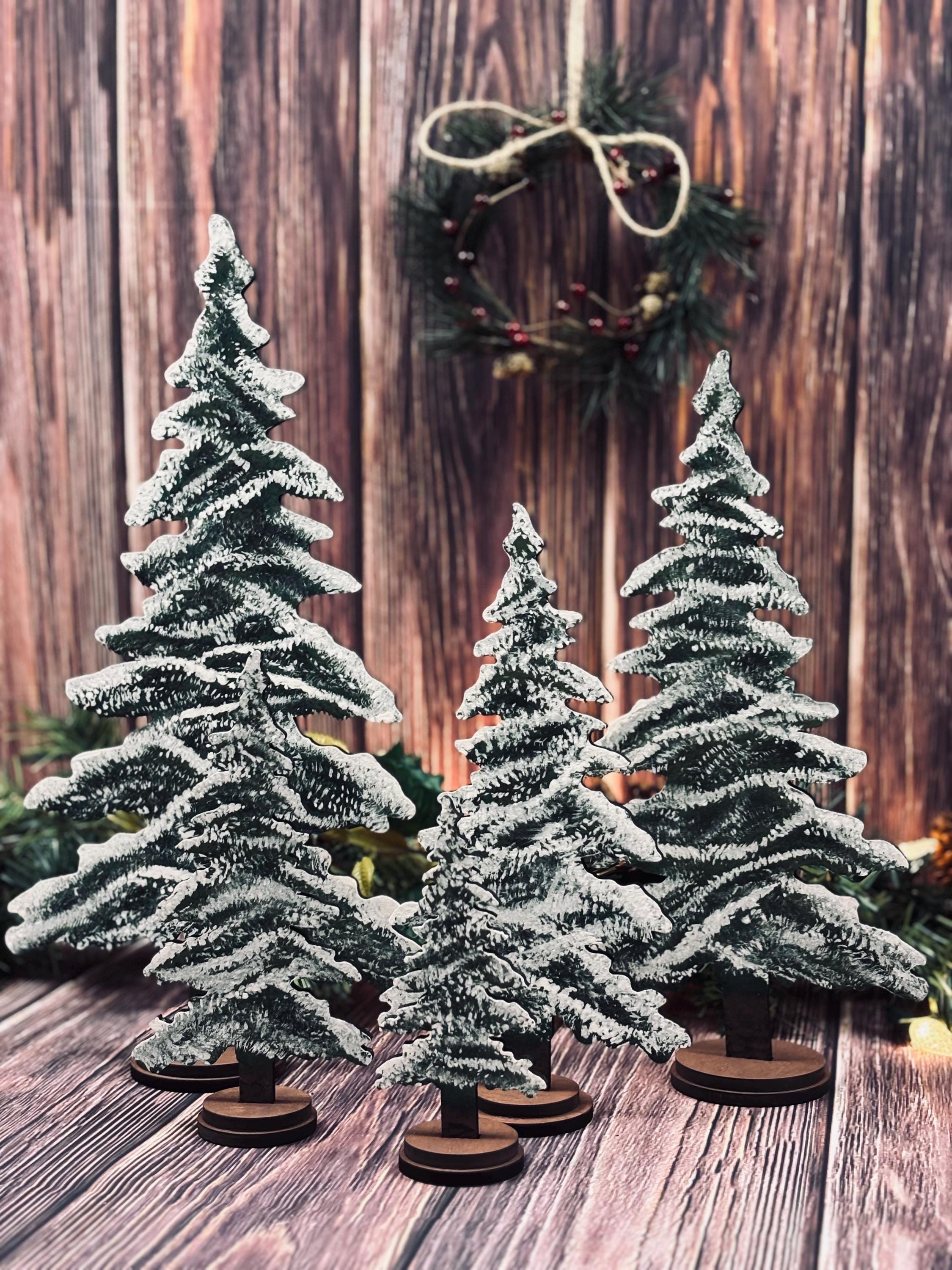 Wood Christmas Tree Decor: Painted Set or DIY Kit - Etsy