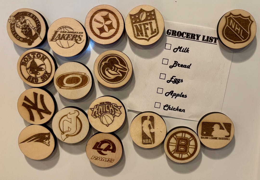 Custom Wood Sports Team Magnets - College or Pro (set of 6) - Etsy