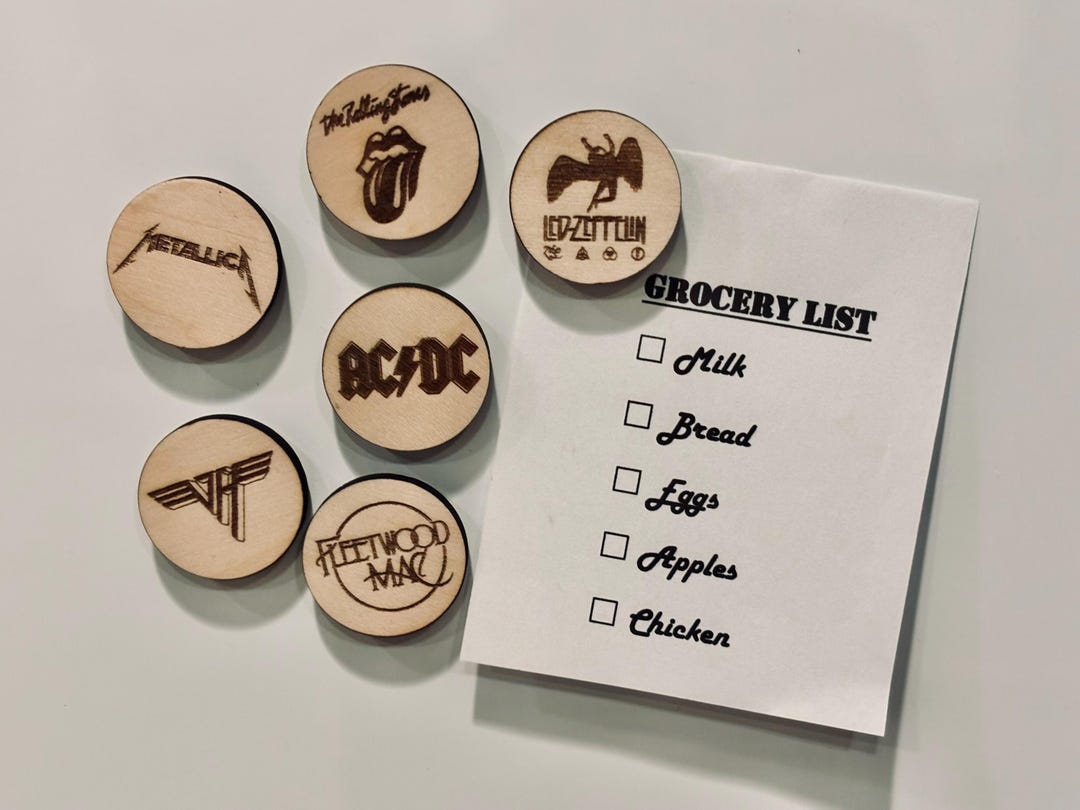 Any Rock Band Wood Refrigerator Magnets - Set of 6 - Etsy