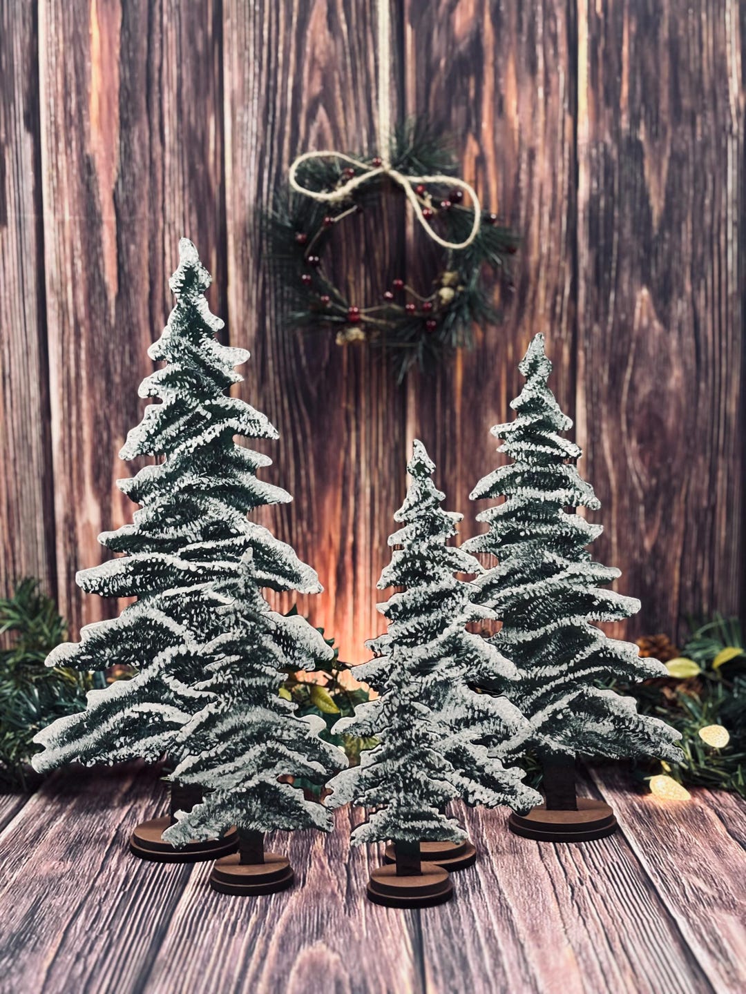Wood Christmas Tree Decor: Painted Set or DIY Kit - Etsy