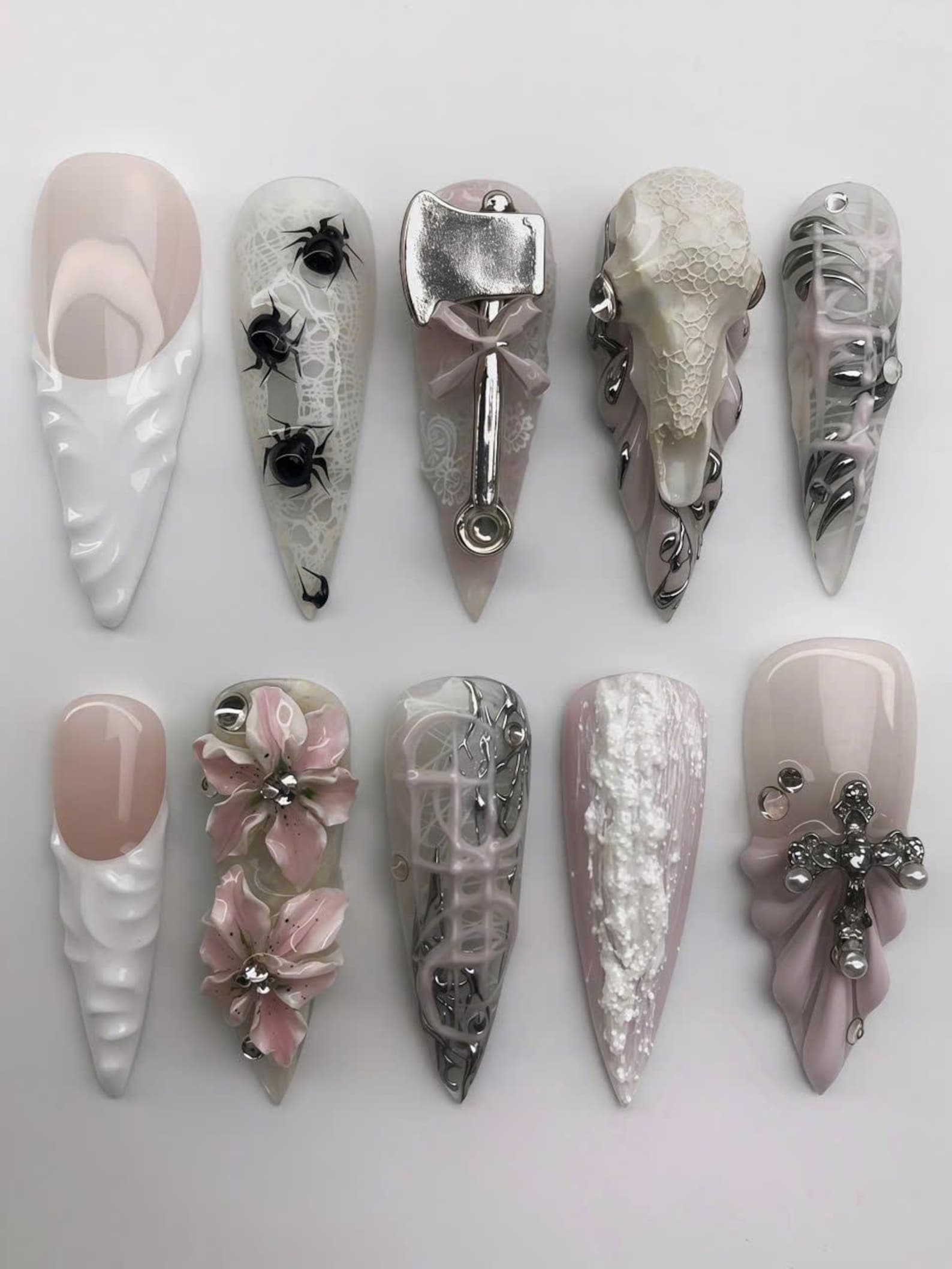 Morbidcute Press-on Nails, Cute Dark Aesthetic Nail Set, Handmade ...
