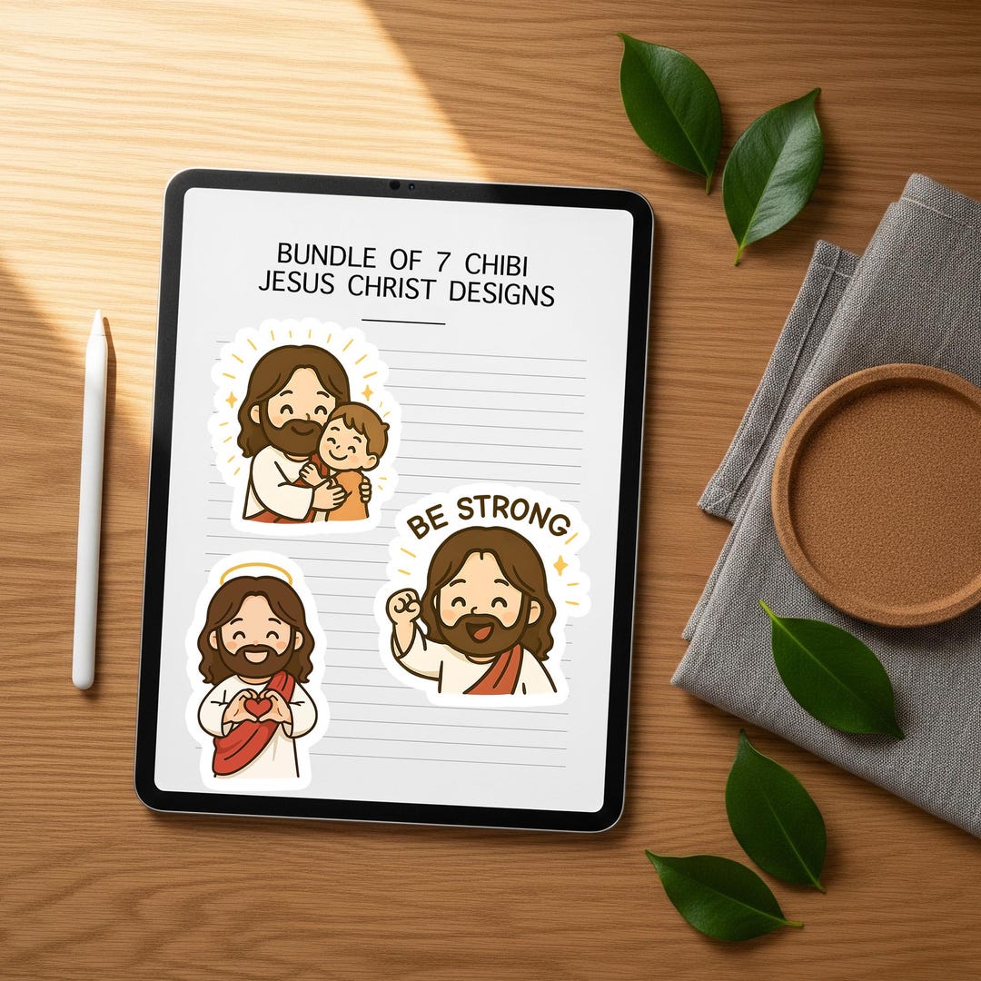 7 Chibi Jesus Sticker Bundle | Cute Christian Faith Quotes Digital ...