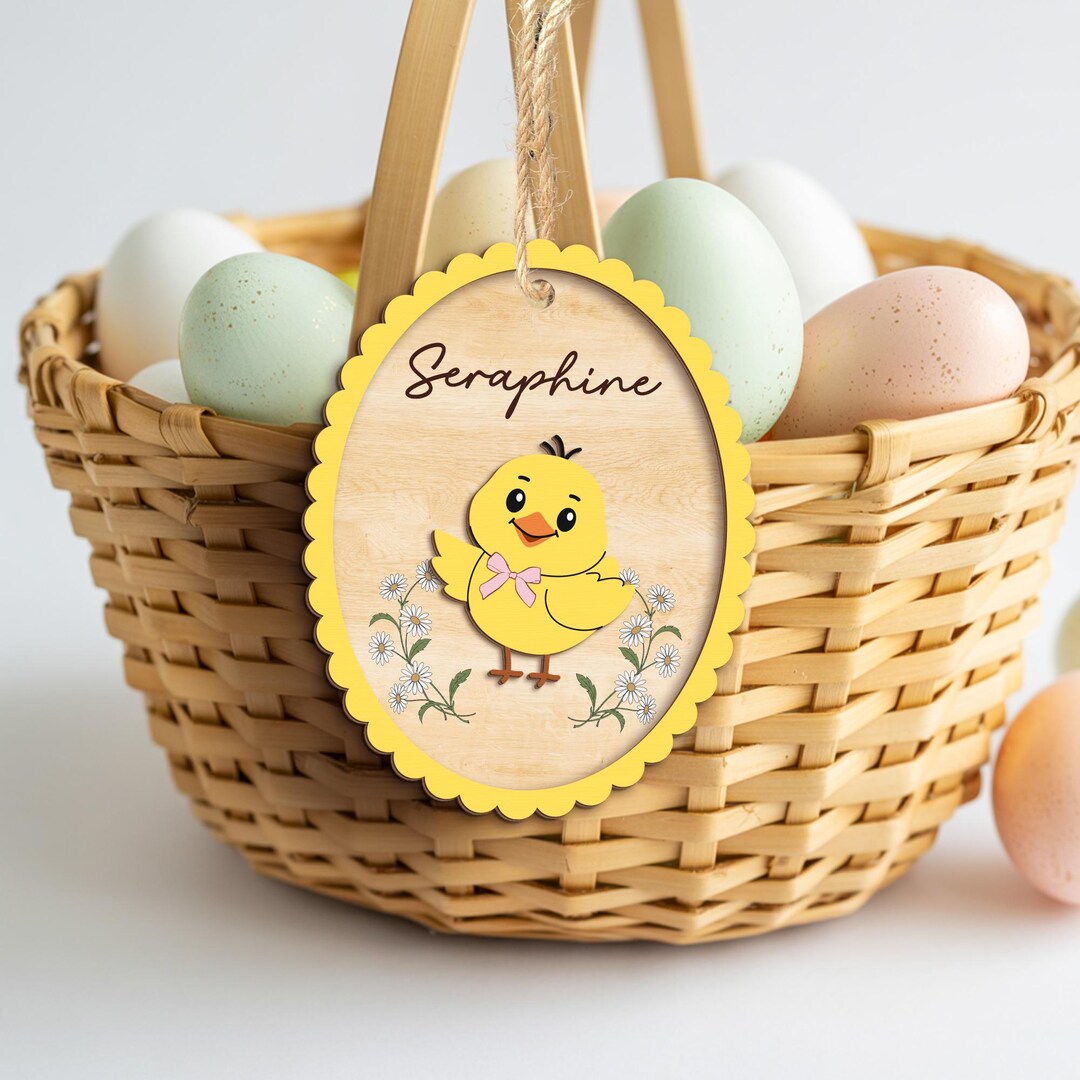 Custom Easter Name Tags: Bunny Easter Basket Tags, Easter Gift for Boys ...