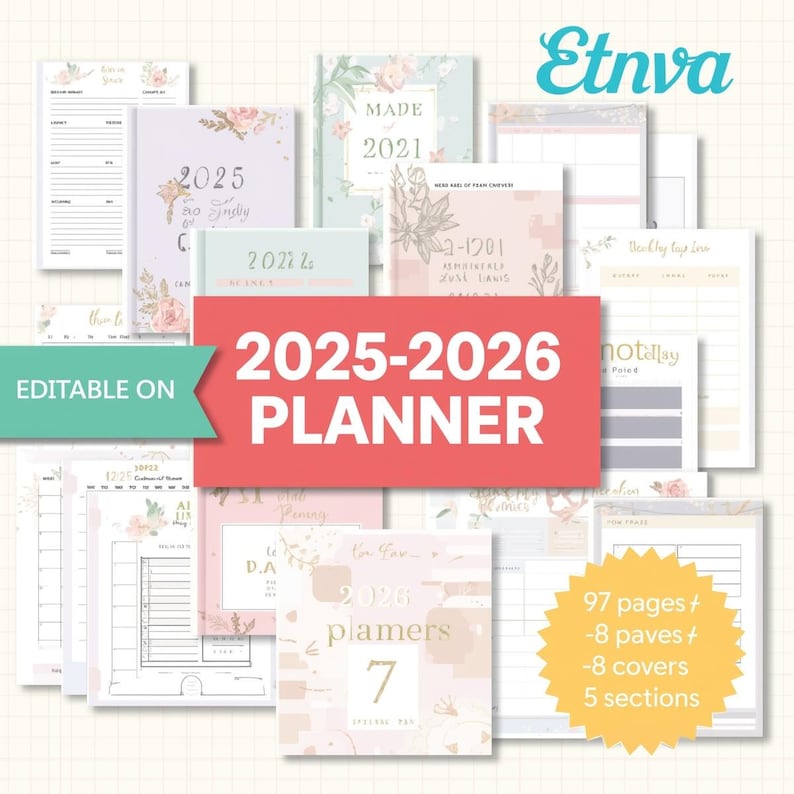 2025-2026 Study Planner Canva Template | Editable Student Planner PDF ...