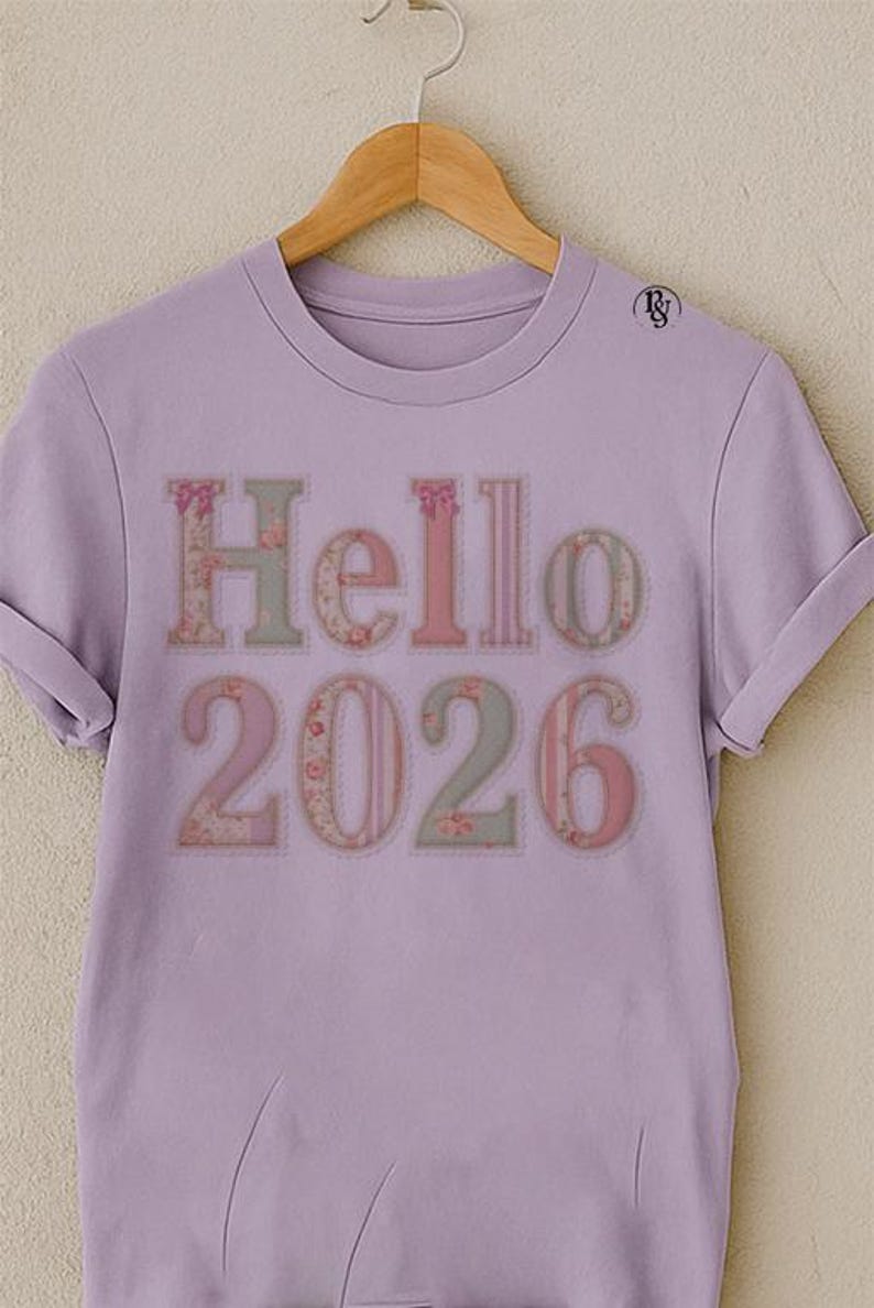 Hello 2026 PNG | Vintage Floral Typography Digital Download | New Year ...