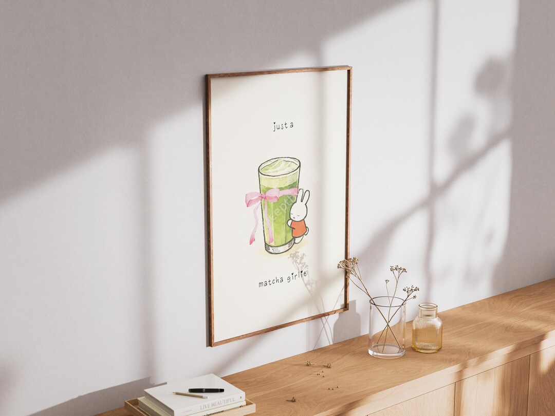 MIFFY Coquette Matcha Hugging Illustration | Digital Print ...