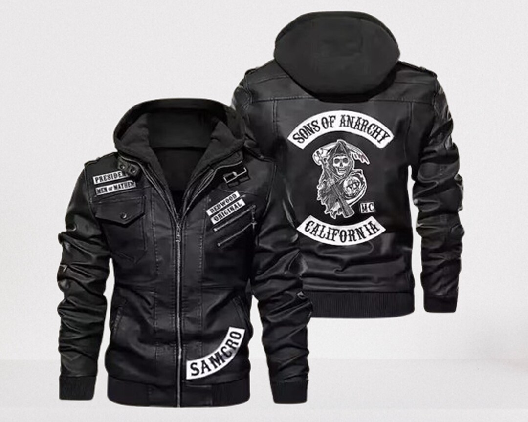 Sons of Anarchy Leather Biker Jacket: SAMCRO Reaper Hoodie - Etsy