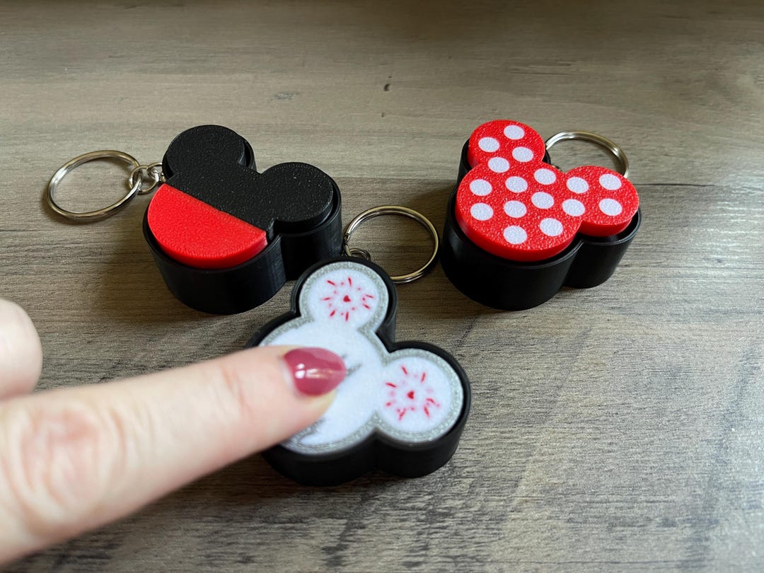 Clicky Mouse Ear Keychains - 3D Printed Fidget Key Rings, Set of 3 - Etsy