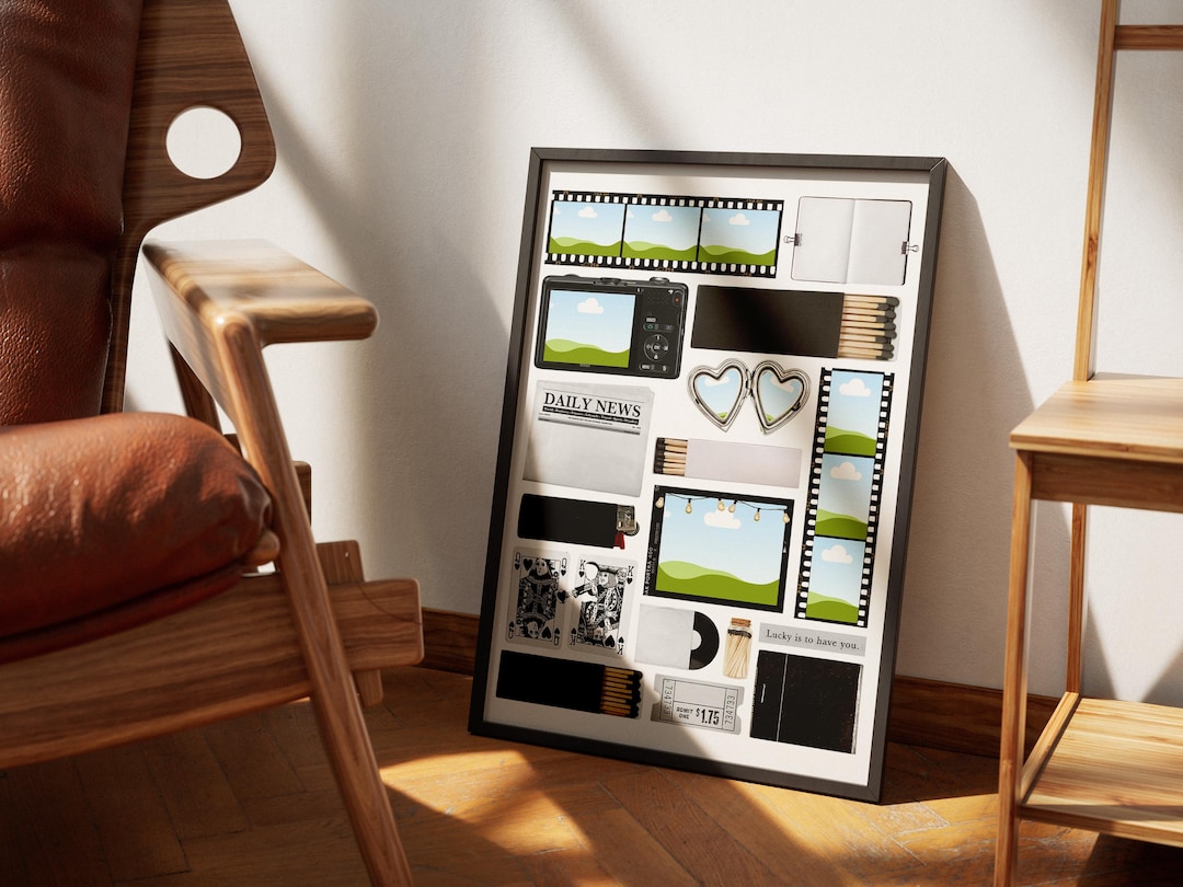Custom Black/white Matchbox Collage Print, DIY Canva Template ...