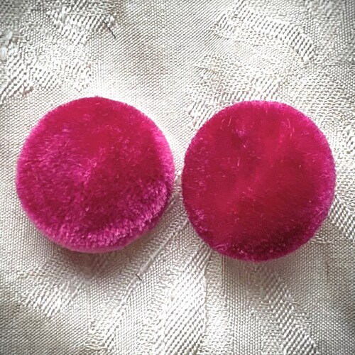 Pair of Deep Red Silk Velvet Buttons - Etsy