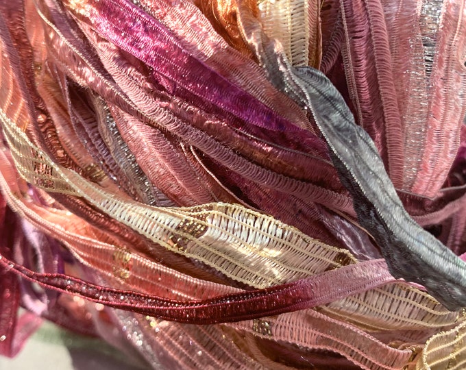 10 Metres of Pink and Purple Palette Ribbon Yarn. 5 X 2m Lengths of ...