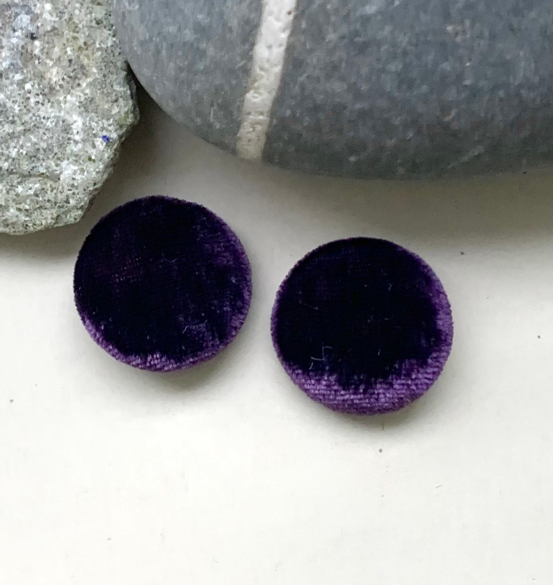 Pair of Dark Violet Silk Velvet Buttons - Etsy