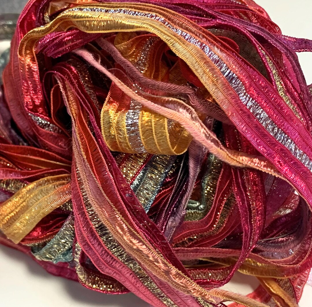 Pink/purple Palette Ribbon Yarn Collection. 10m in 5 Lengths of 2m Each ...