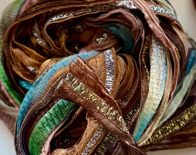 10 Metre Length of Louisa Harding Sari Ribbon Red and Orange With Gold ...