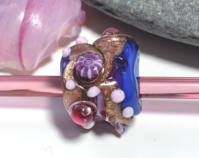 Extra Large Freeform Lampwork Glass Big Hole Bead in Shades of Pink ...