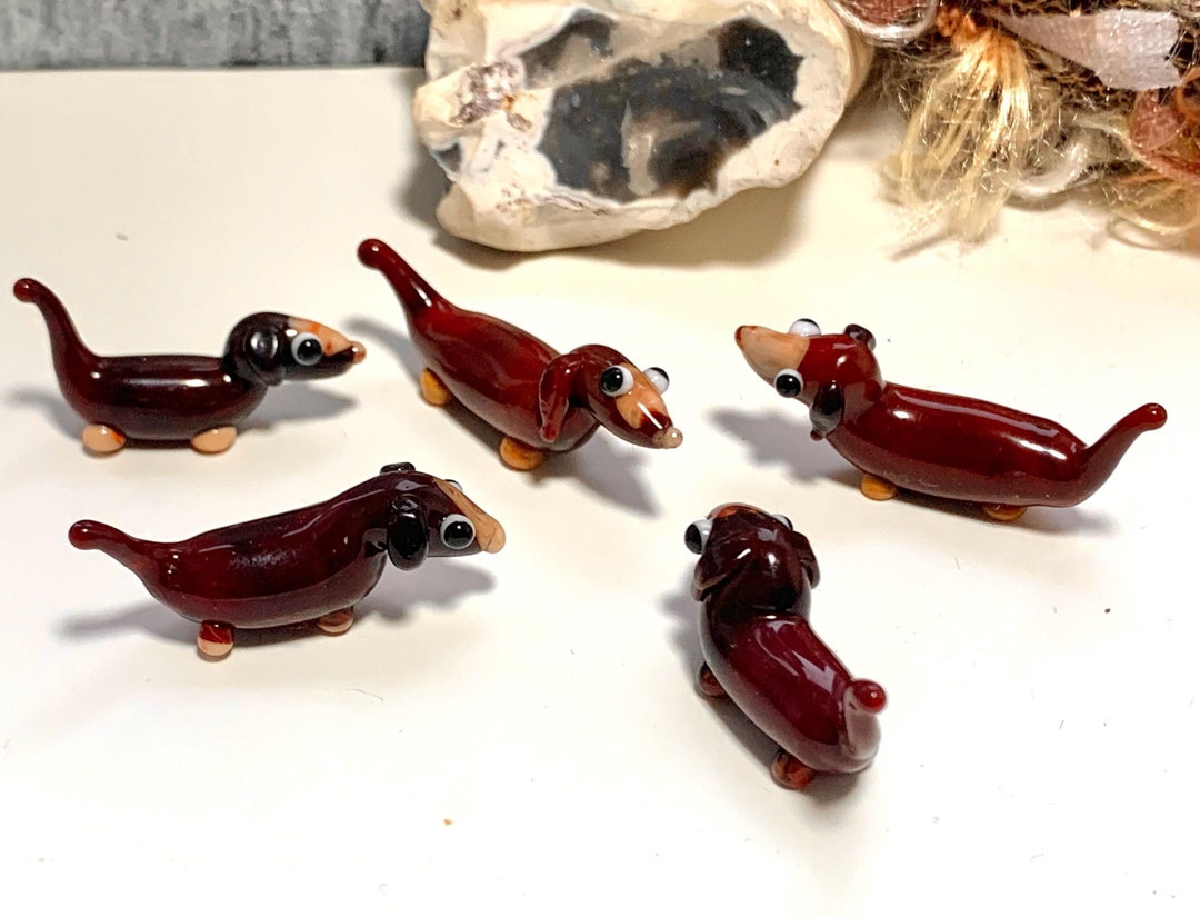 Cute Little Daft Dachshund/sausage Dog/weiner Lampwork Glass Micro ...