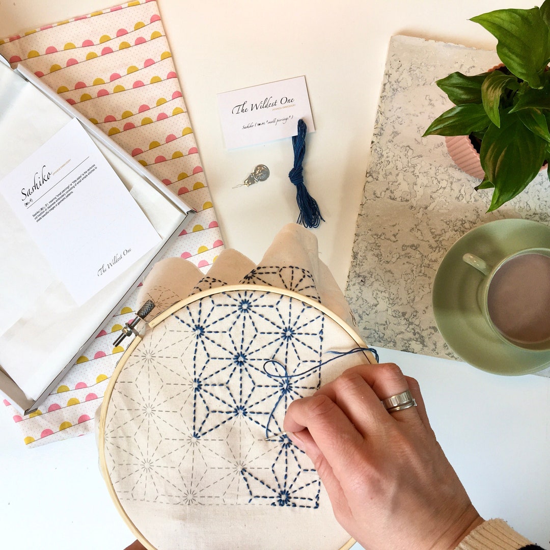 Sashiko Kit, Japanese Embroidery, Sashiko Starter Kit, Needlework Kit ...