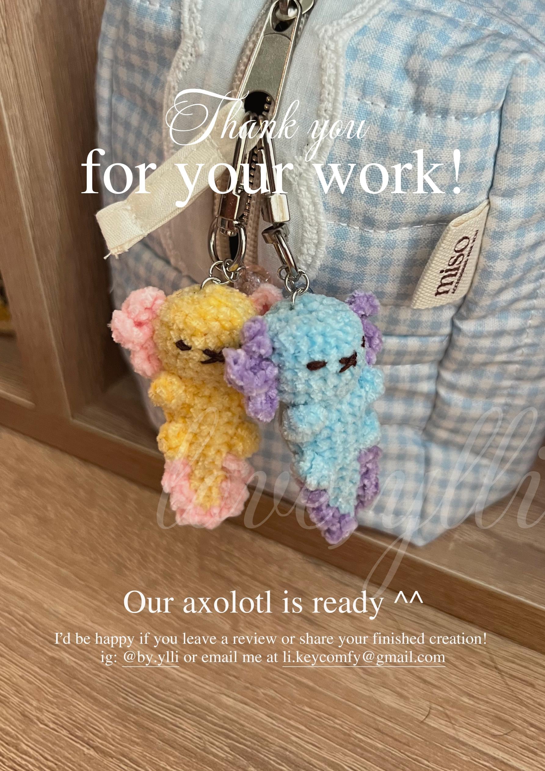 Crochet Pattern “axolotl Keychain” / Detailed PDF Tutorial + Video ...