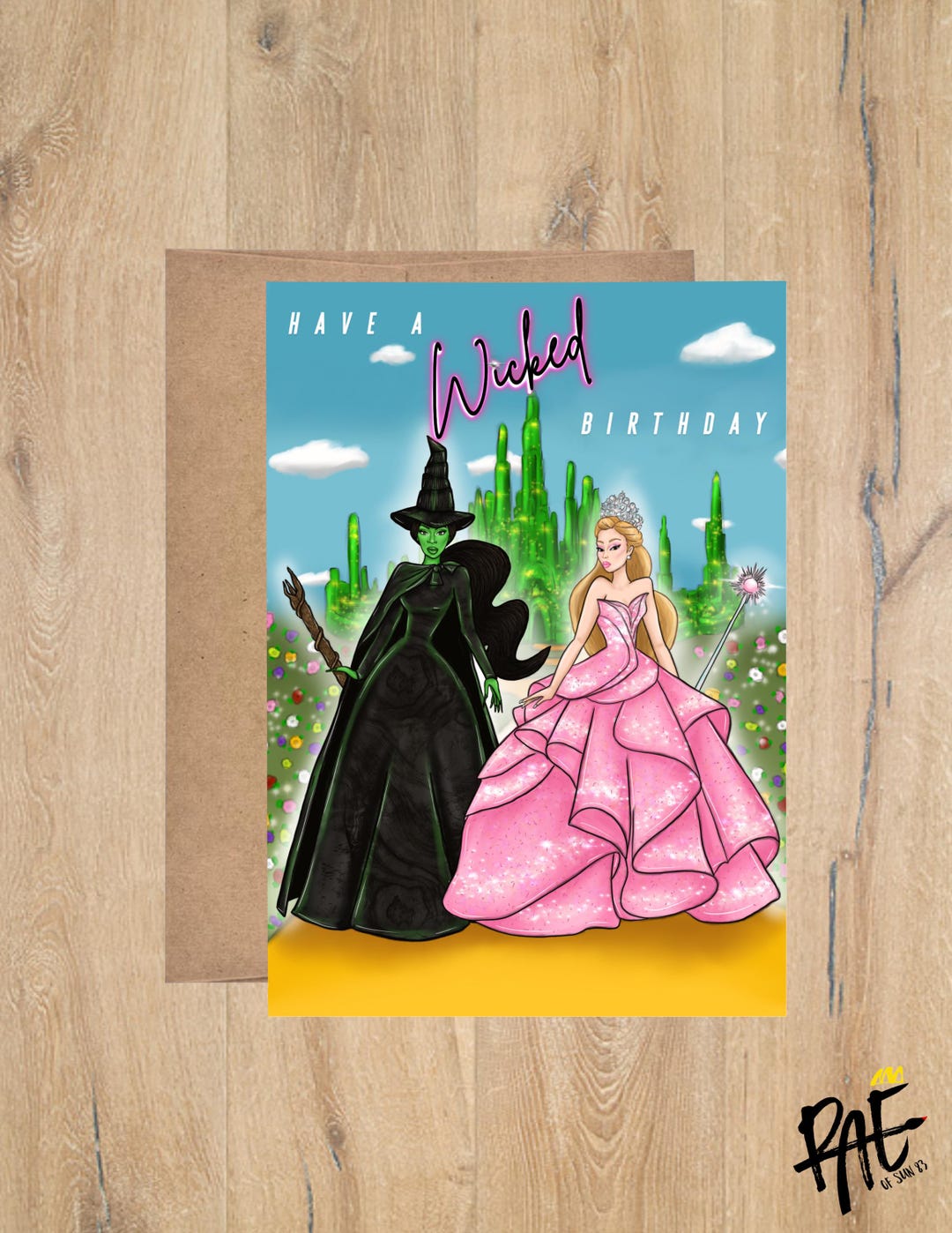 Wicked Birthday Card/ Wicked Movie / Wicked Original Art Greeting Card ...