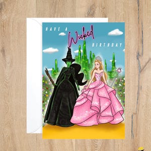 Wicked Birthday Card/ Wicked Movie / Wicked Original Art Greeting Card ...