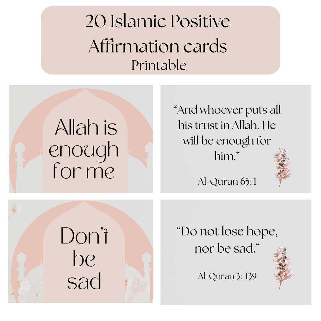 Islamic Quranic Affirmation Cards: Muslim Mental Health (PDF) - Etsy ...