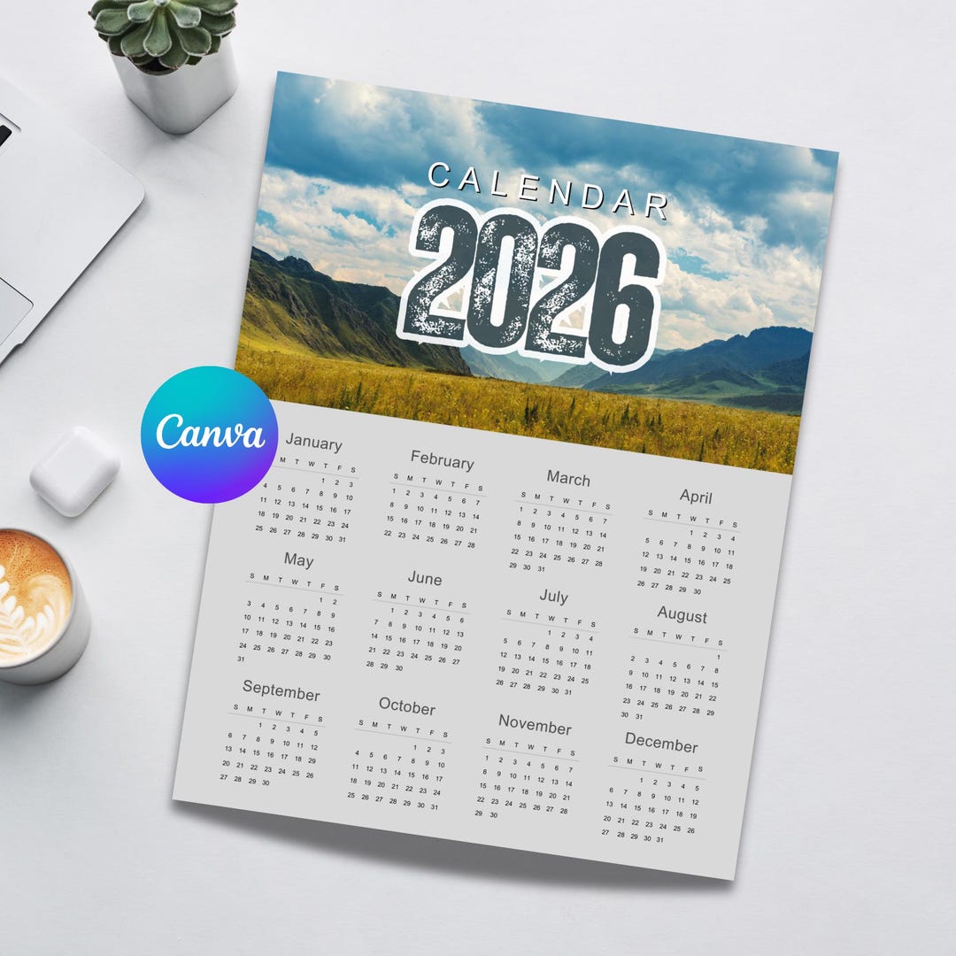 2026 Yearly Calendar | Home & Office Planner | Editable Canva Template ...