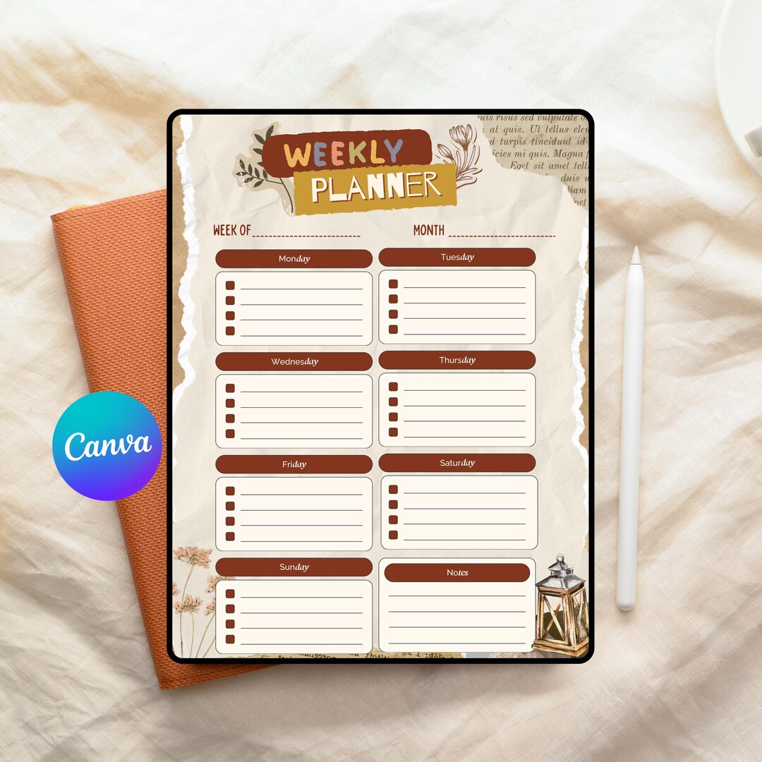 Editable Weekly Planner Template | Printable Schedule Organizer | Daily ...