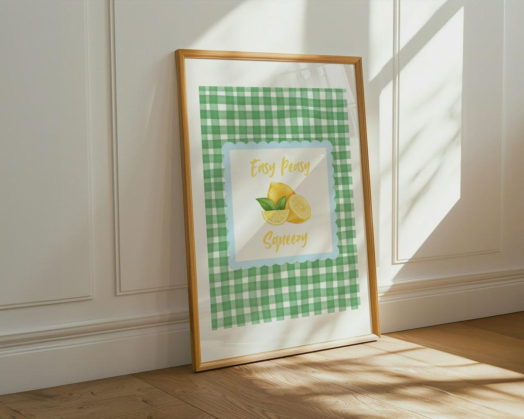DIGITAL DOWNLOAD Lemon & Plaid Print| Kitchen Decor| Poster| Wall Art ...