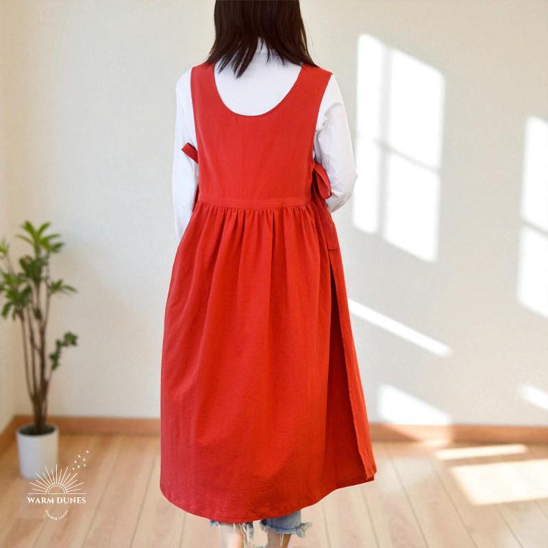 Vintage Japanese-inspired Linen Smock – Cross-back Apron With Pockets ...