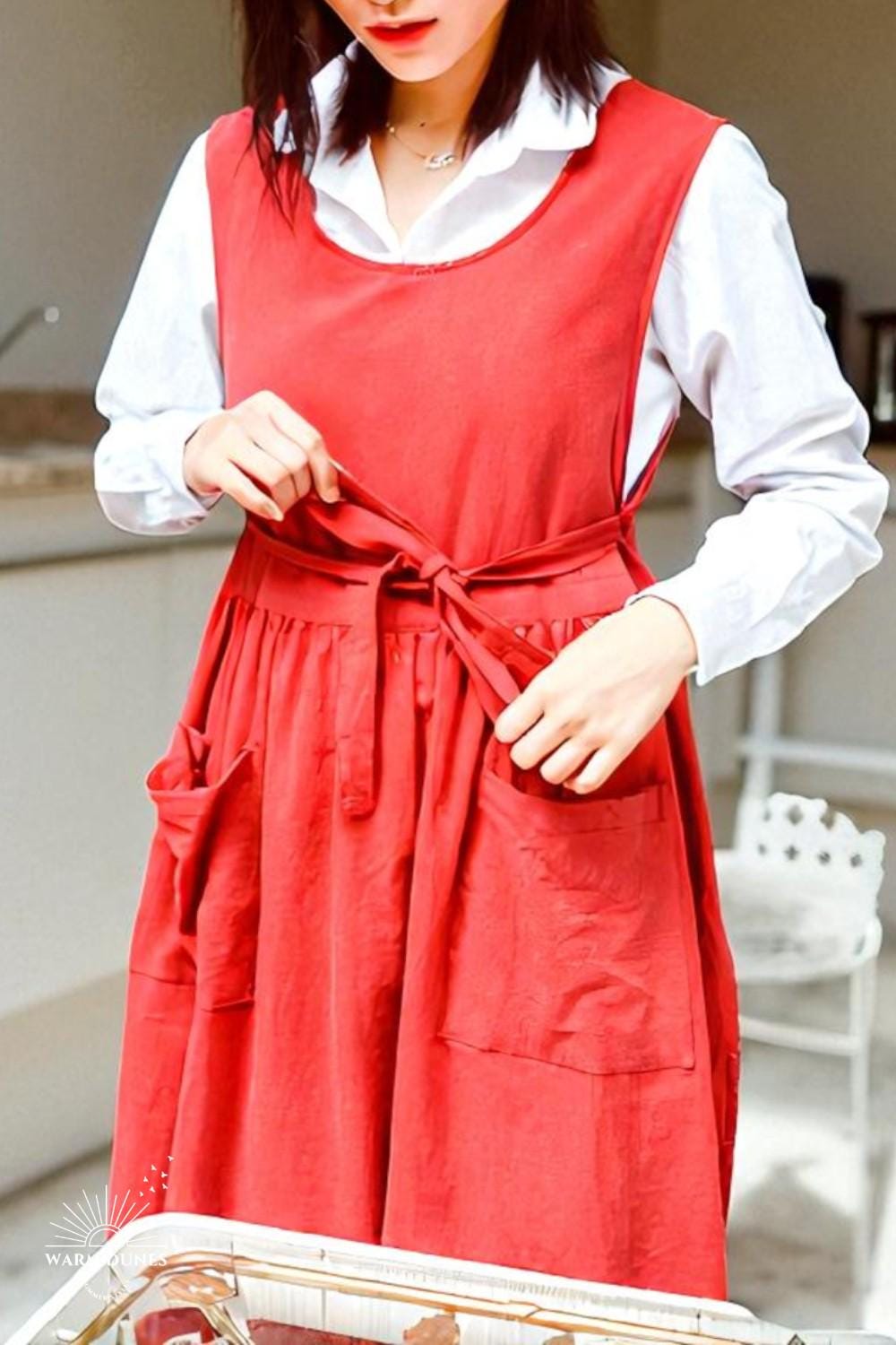 Vintage Japanese-inspired Linen Smock – Cross-back Apron With Pockets ...