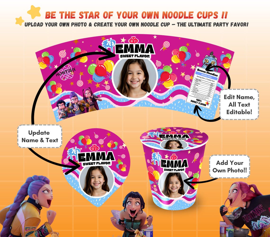 Kpop Demon Hunters Cup Noodle Labels Ramyeon, Custom Make Your Own ...